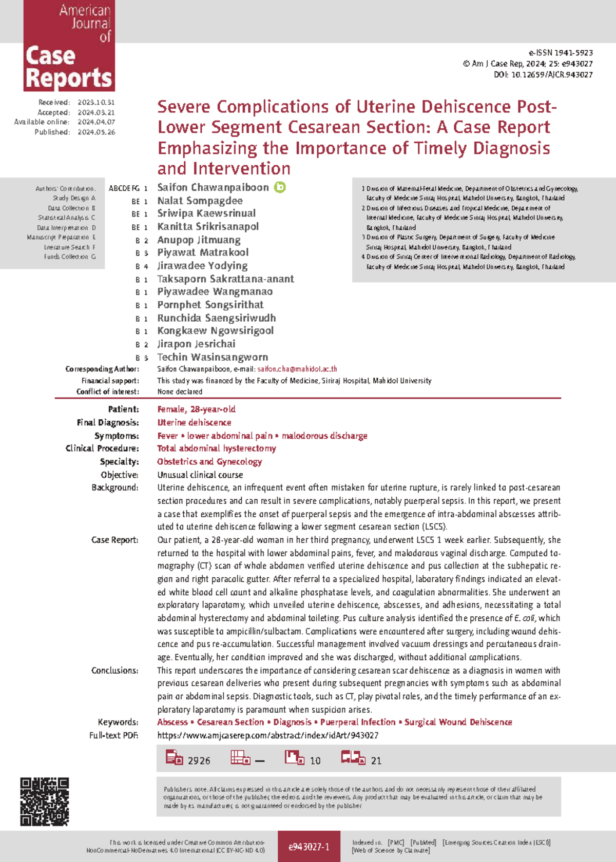 Severe Uterine Dehiscence Post-LSCS: A Case Report on Diagnosis ...