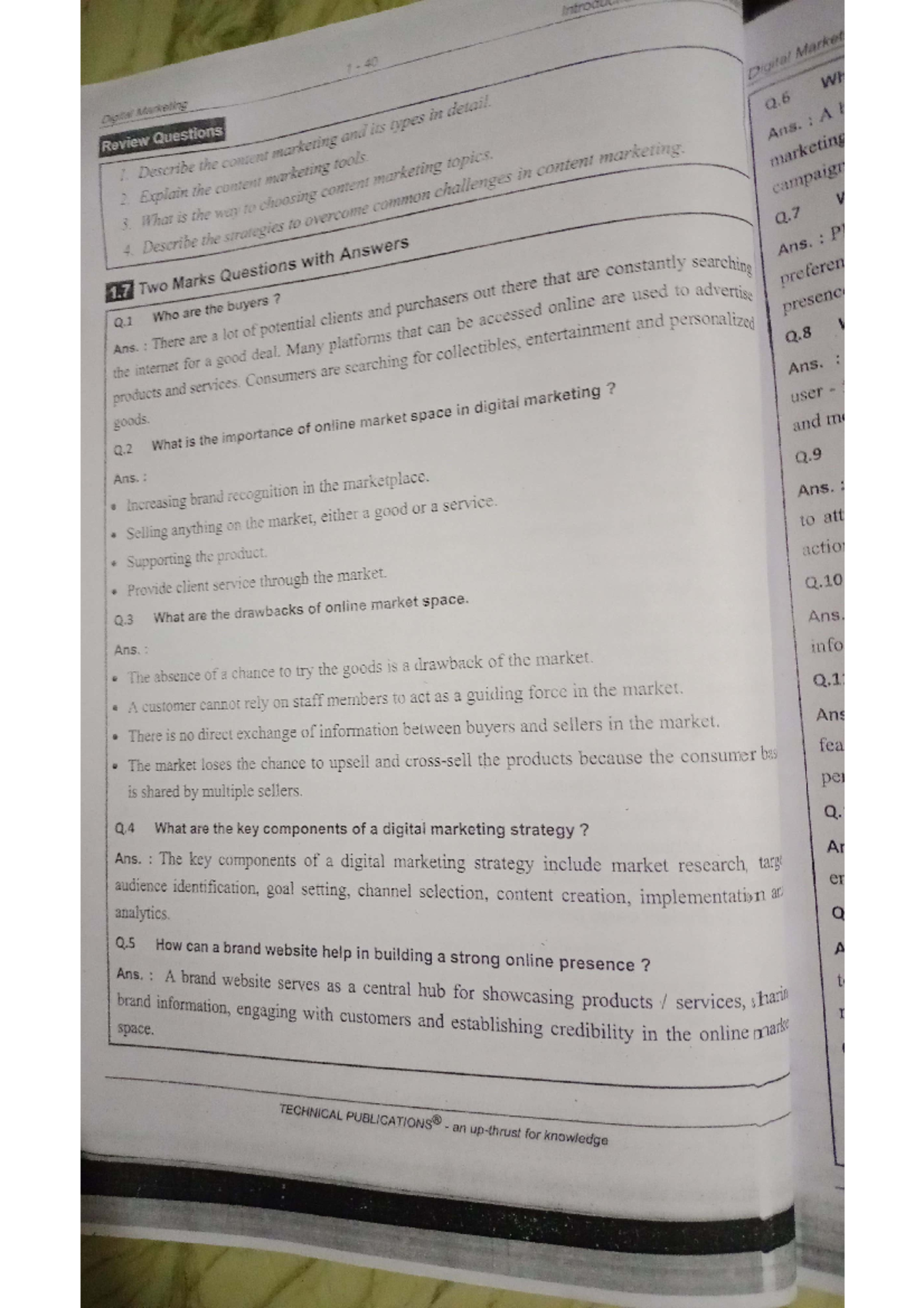 DM 2 Digital Marketing: Two Marks Questions & Answers Overview - Studocu