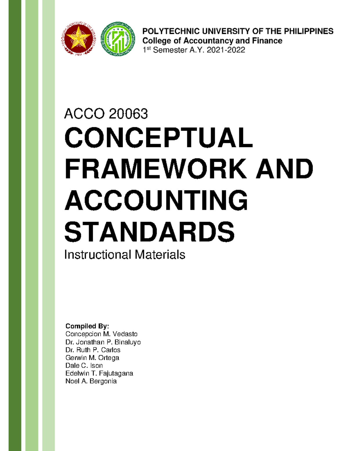 ACCO 20063: Conceptual Framework & Accounting Standards Overview - Studocu