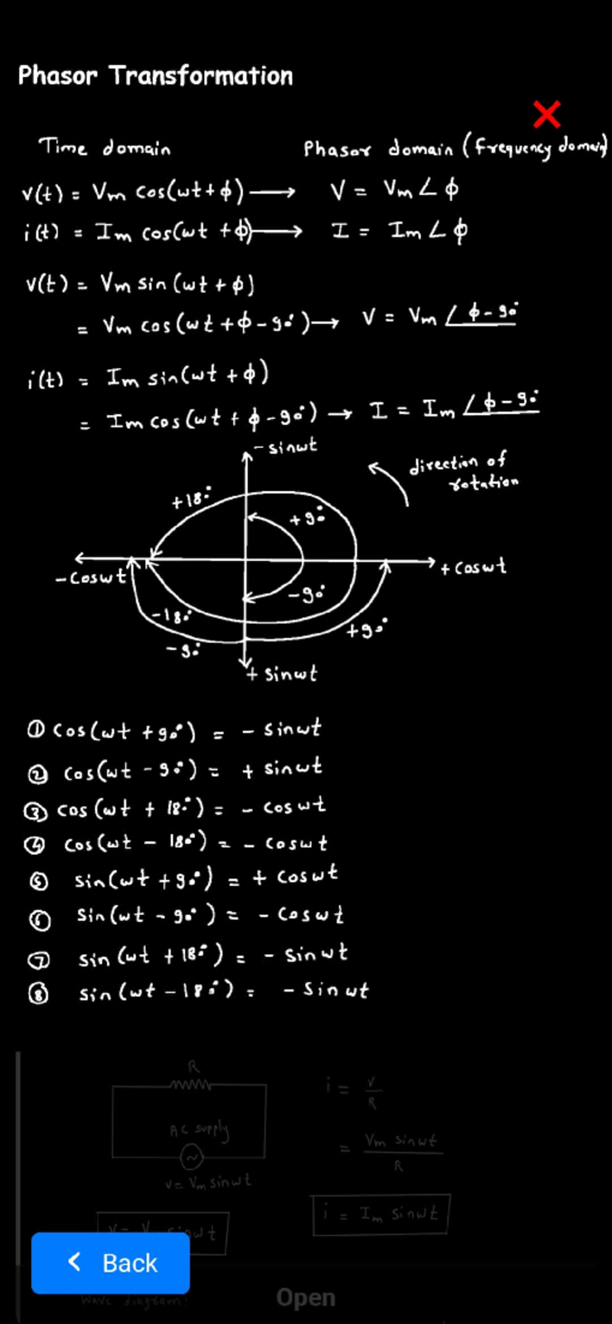 Important electricals formulas - Phasor Transformation Time domain v(4 ...