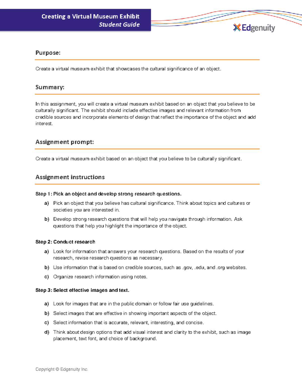 3012 10 07 - Virtual Museum Exhibit Project Rubric - Studocu