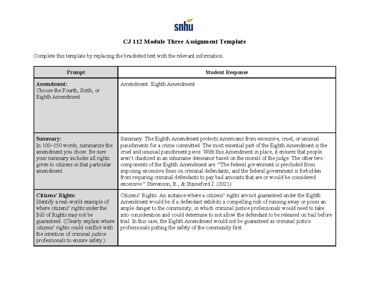CJ 112 Module Three Assignment Template Desiree - CJ 112 Module Three ...