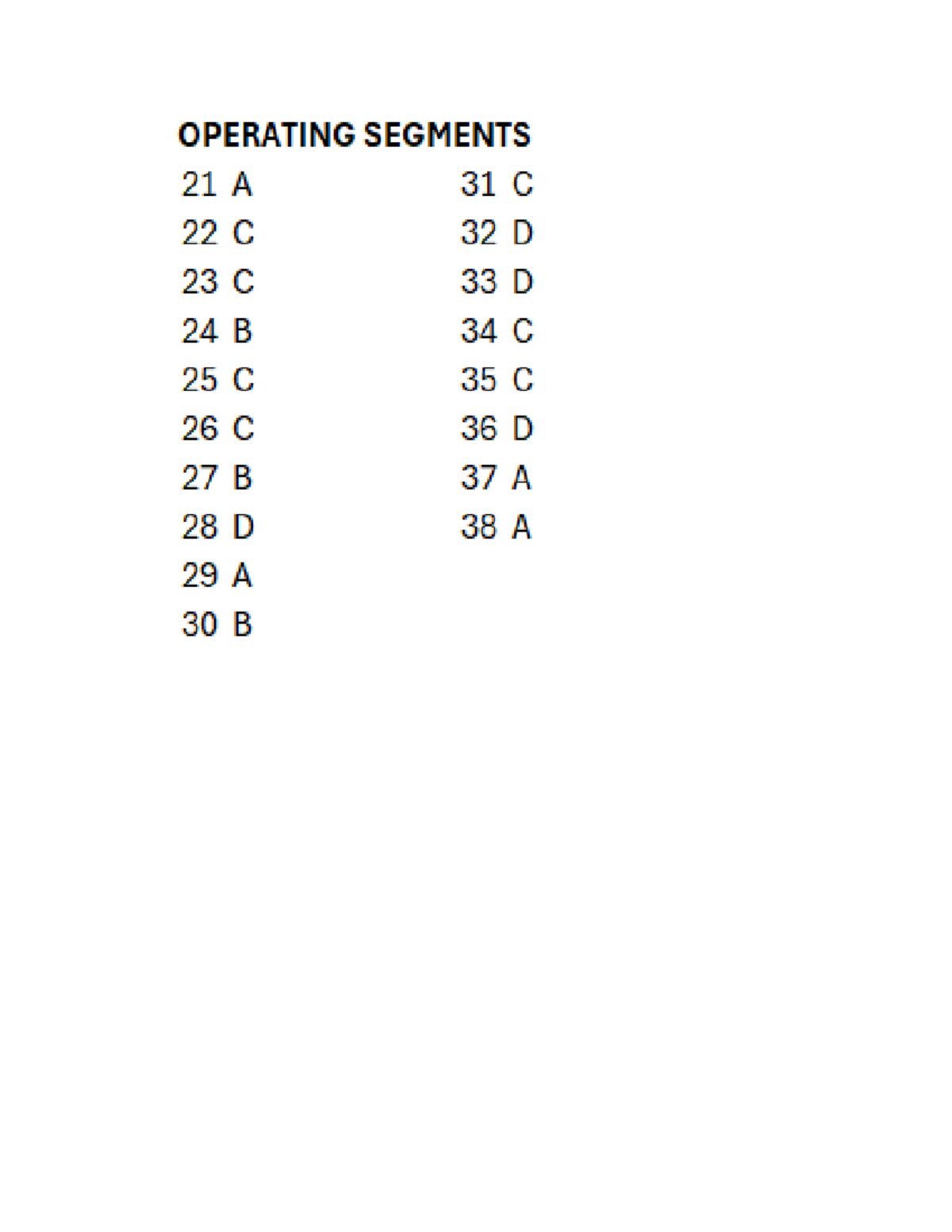 Intermediate Financial Reporting - Quiz Answer Key on Operating Segments - Studocu