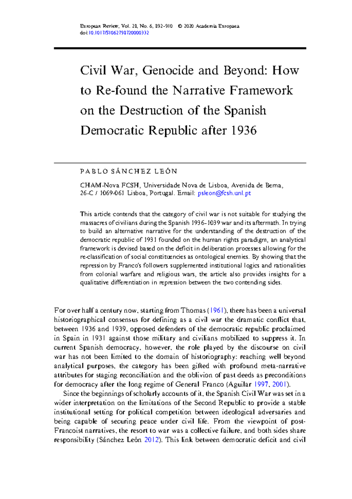 Civil War, Genocide and Beyond: Reframing the Spanish Republic ...