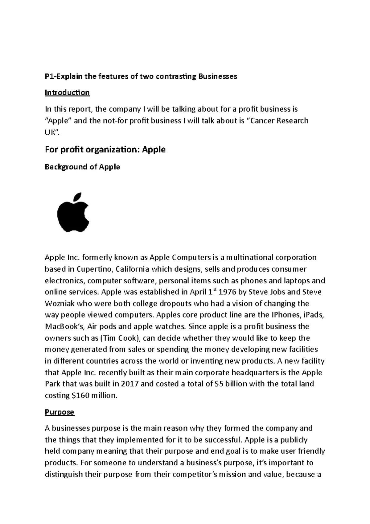 Unit 1 assigment 1 (tesco and cancer research uk) - Assignment title ...