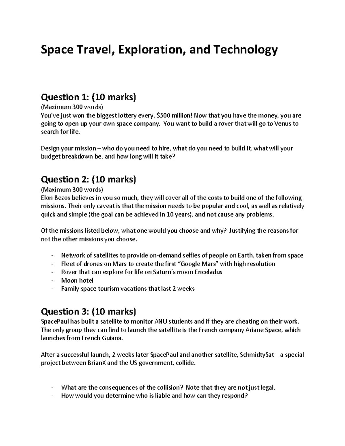 ASTR1003 - Semester 2 2022 Space Exploration Homework Assignment - Studocu