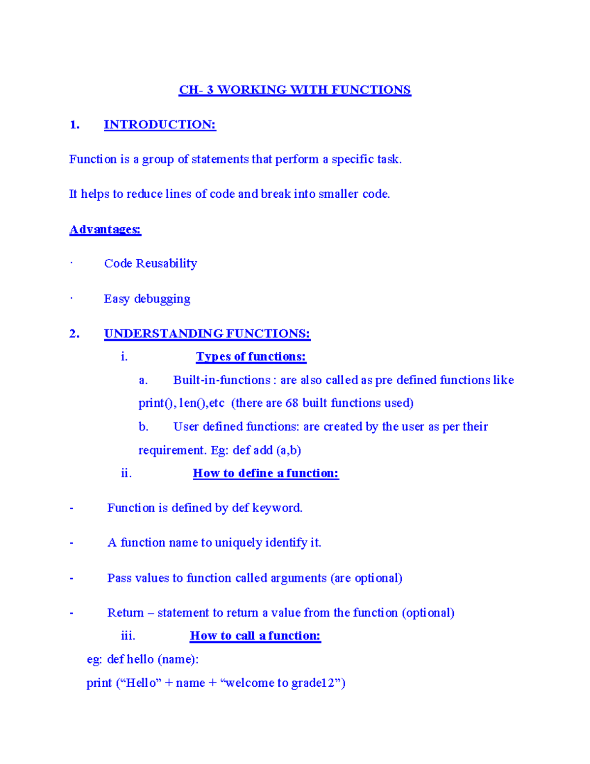 Functions Overview and Key Concepts (2025) - Studocu