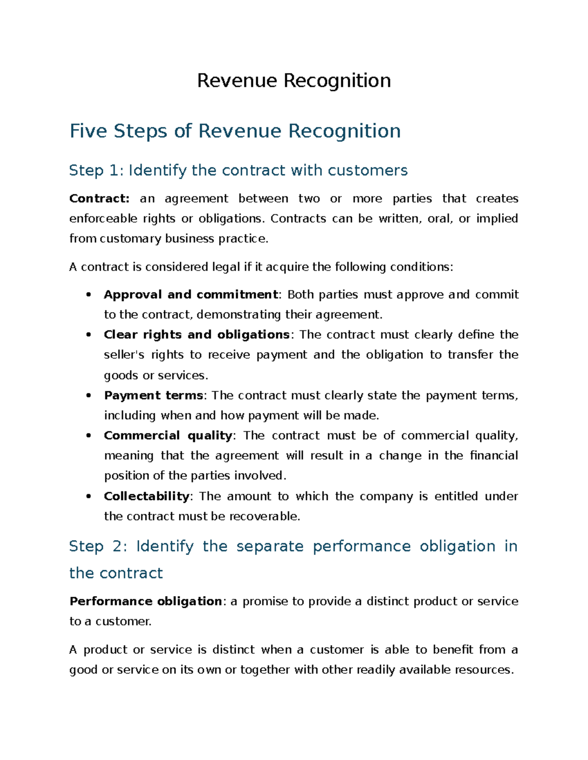 Topic 3 - ákdaksjdlkajsdlk - Revenue Recognition Five Steps of Revenue ...