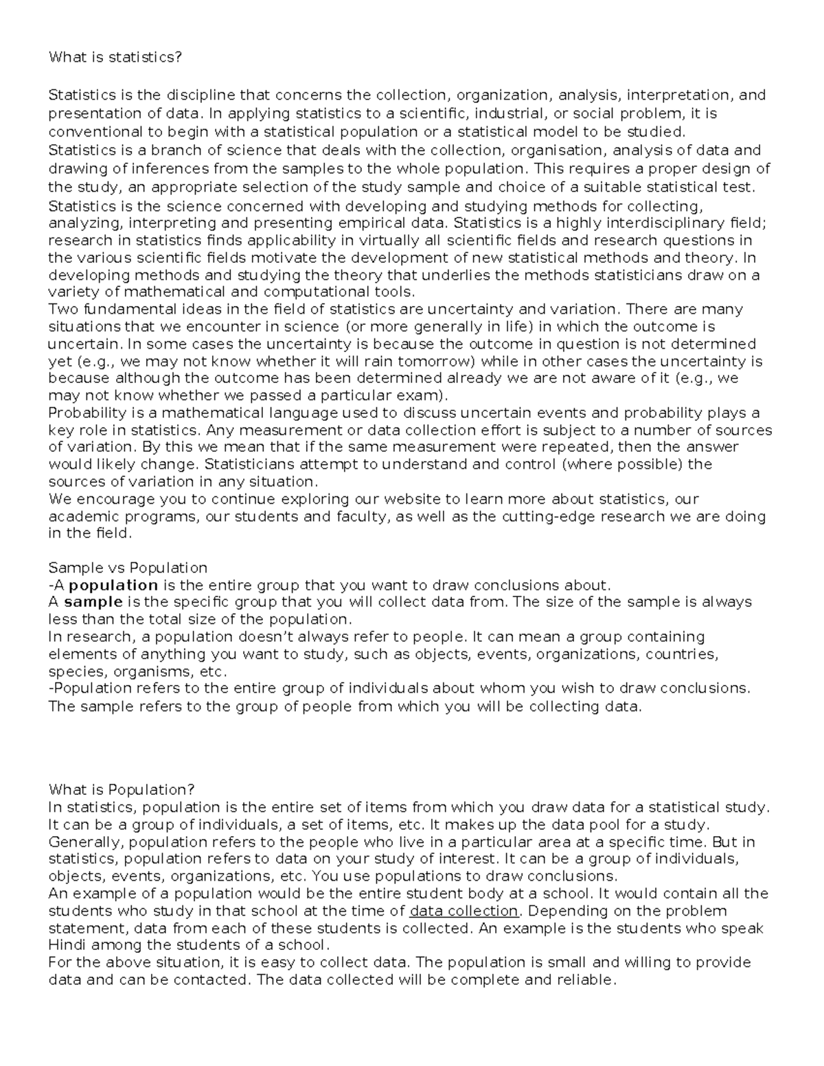What is statistics - What is statistics? Statistics is the discipline ...