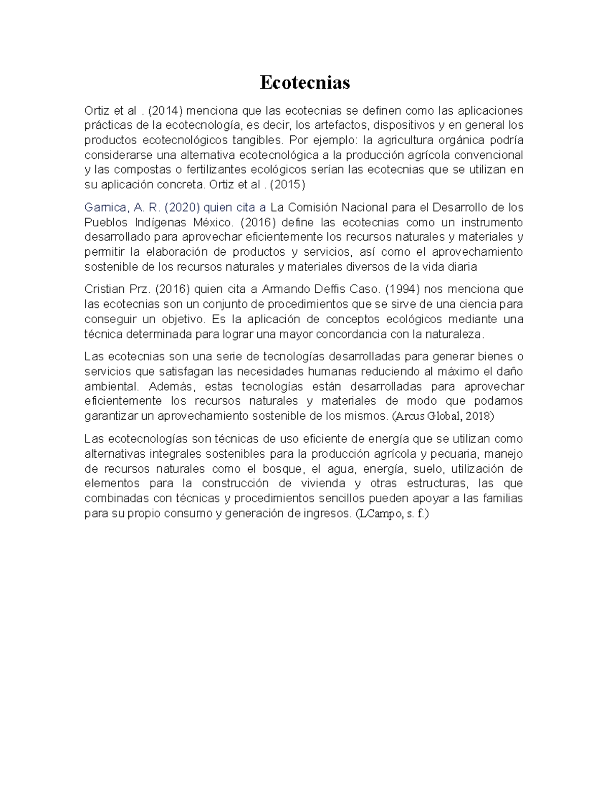 Ecotenias - Definiciones de ecotecnias - Ecotecnias Ortiz et al. (2014 ...