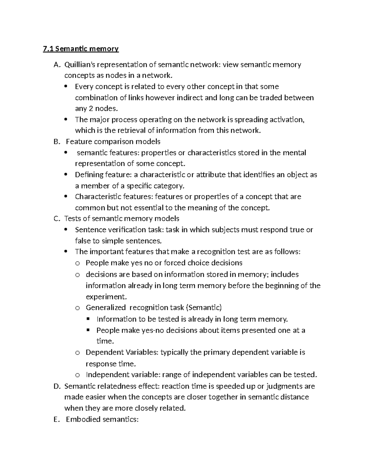 Semantic Memory Models and Connectionism in Cognitive Psychology - 7 ...