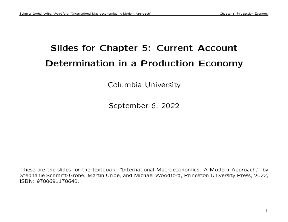 Chapter 5-Current Account Determination in a Production Economy ...