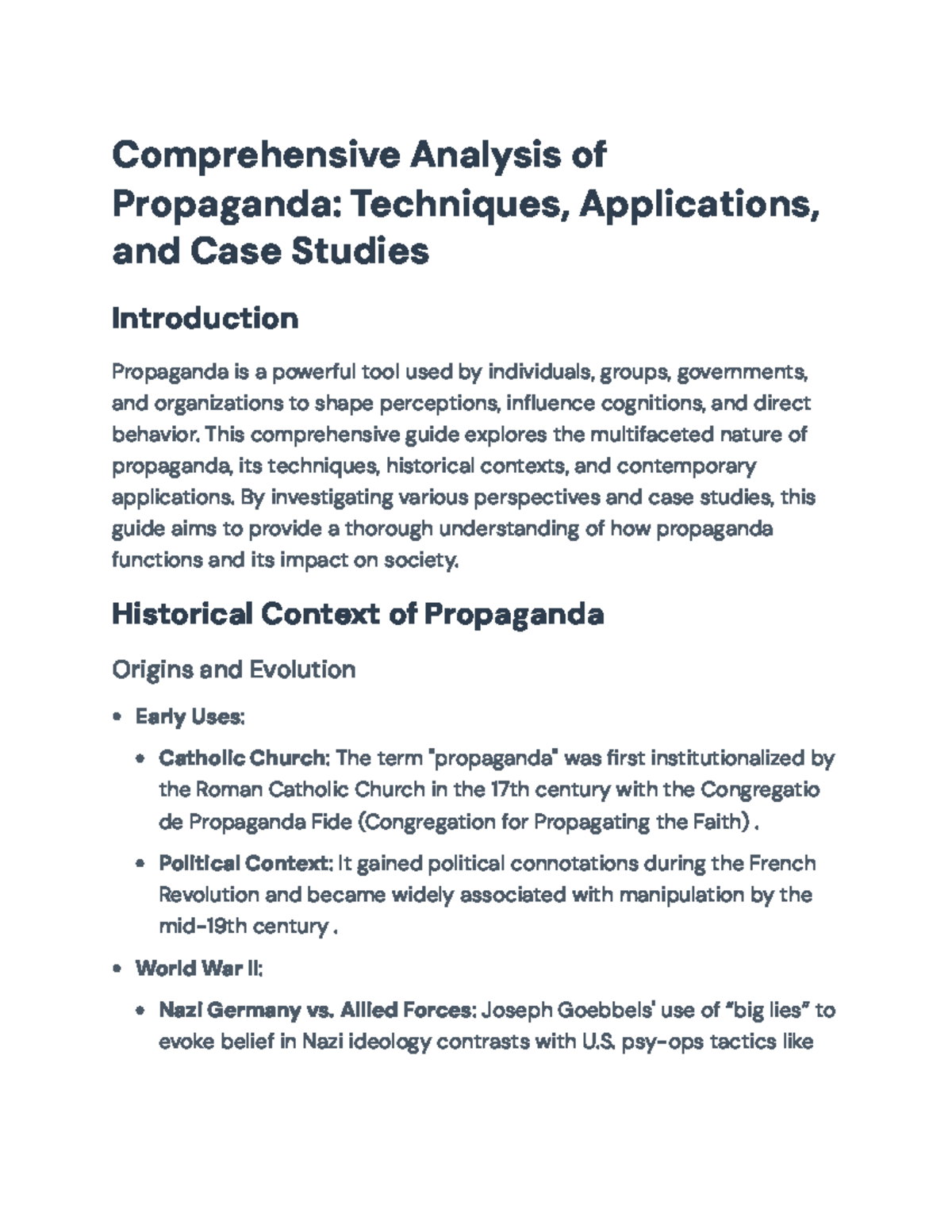 Comprehensive Analysis of Propaganda: Techniques and Applications ...