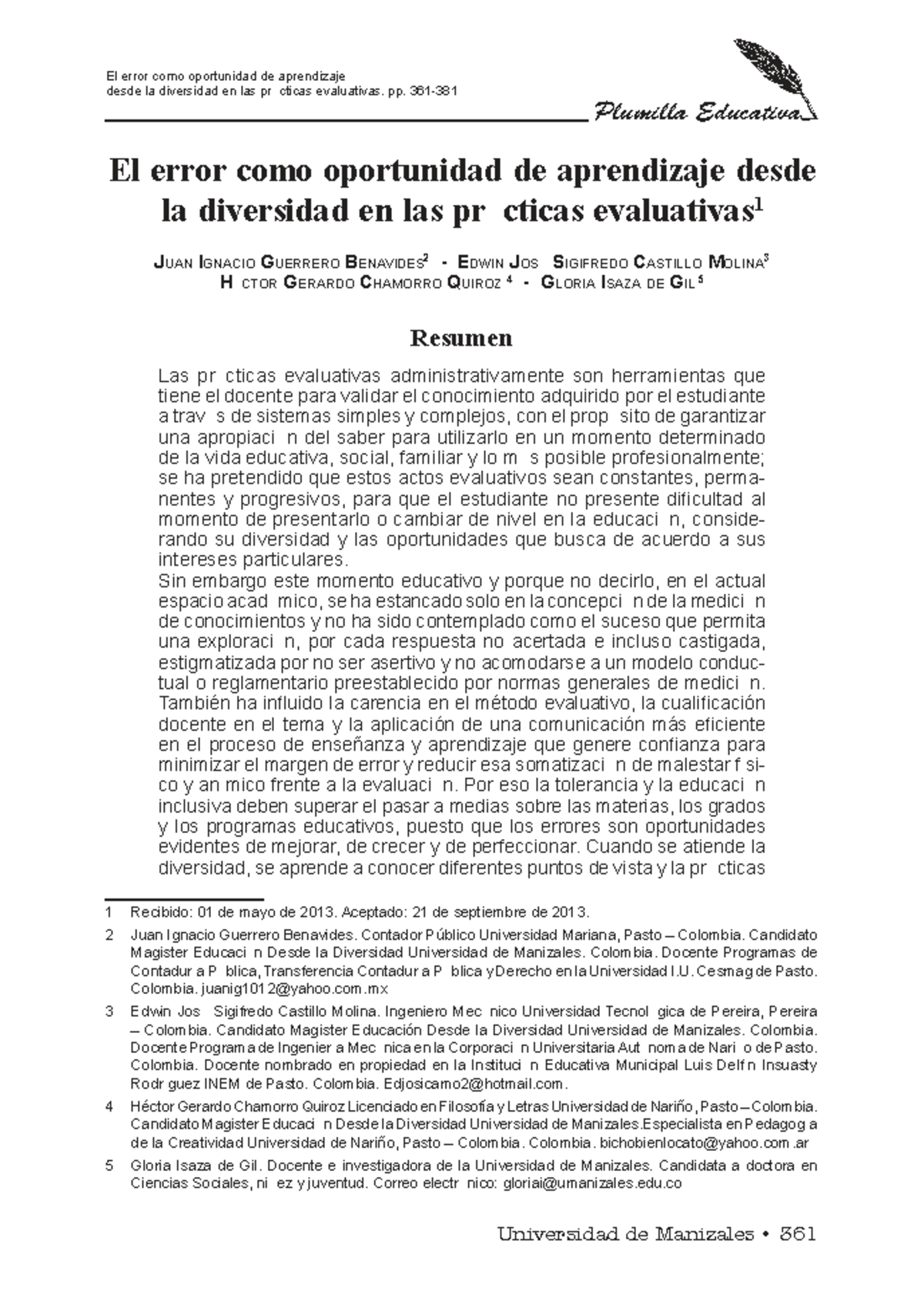 El error como oportunidad de aprendizaje en las prácticas evaluativas ...