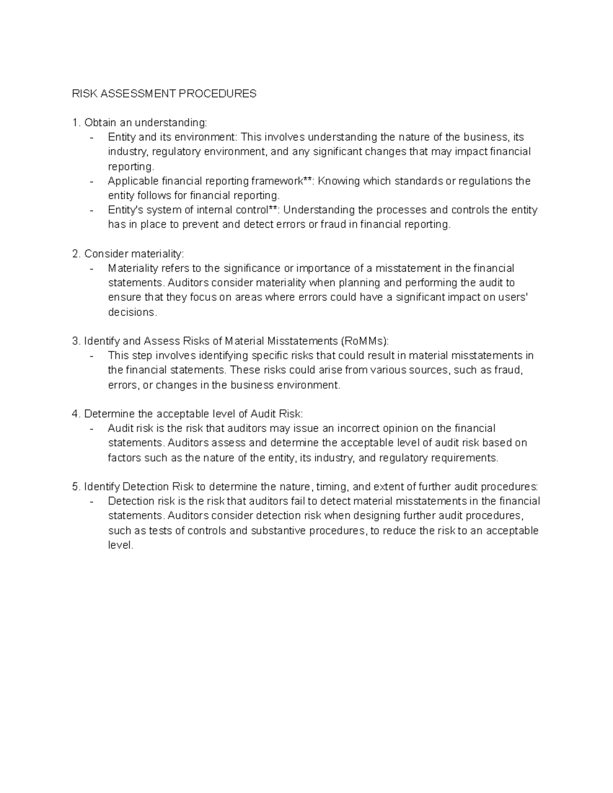 Reporting- Script - Hope it helps. - RISK ASSESSMENT PROCEDURES Obtain ...