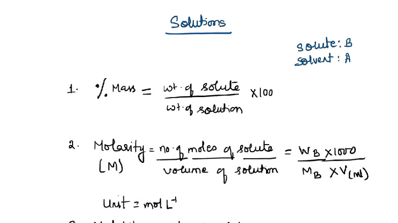 CH.1 Solutions Formula: Key Concepts and Calculations - Studocu