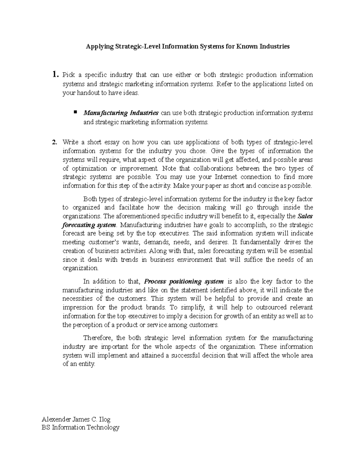Strategic-Level Info Systems in Manufacturing Industries: Applications ...