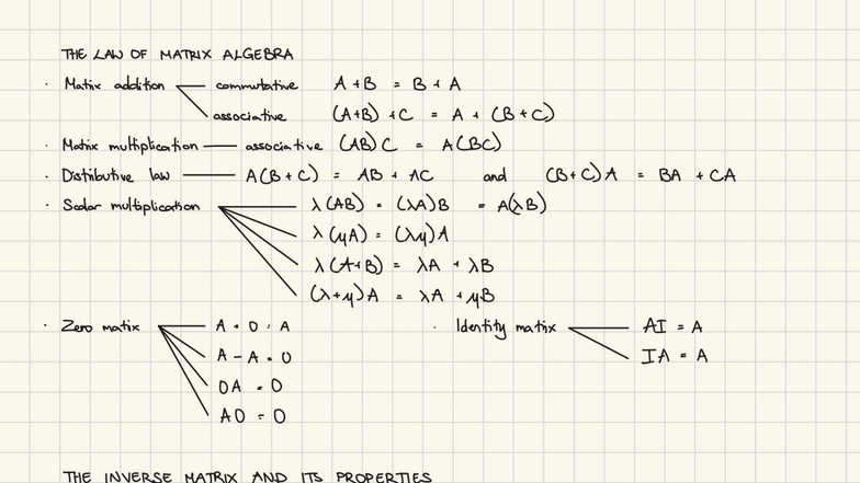 MA100 Matrix Algebra Notes - Properties and Theorems - Studocu