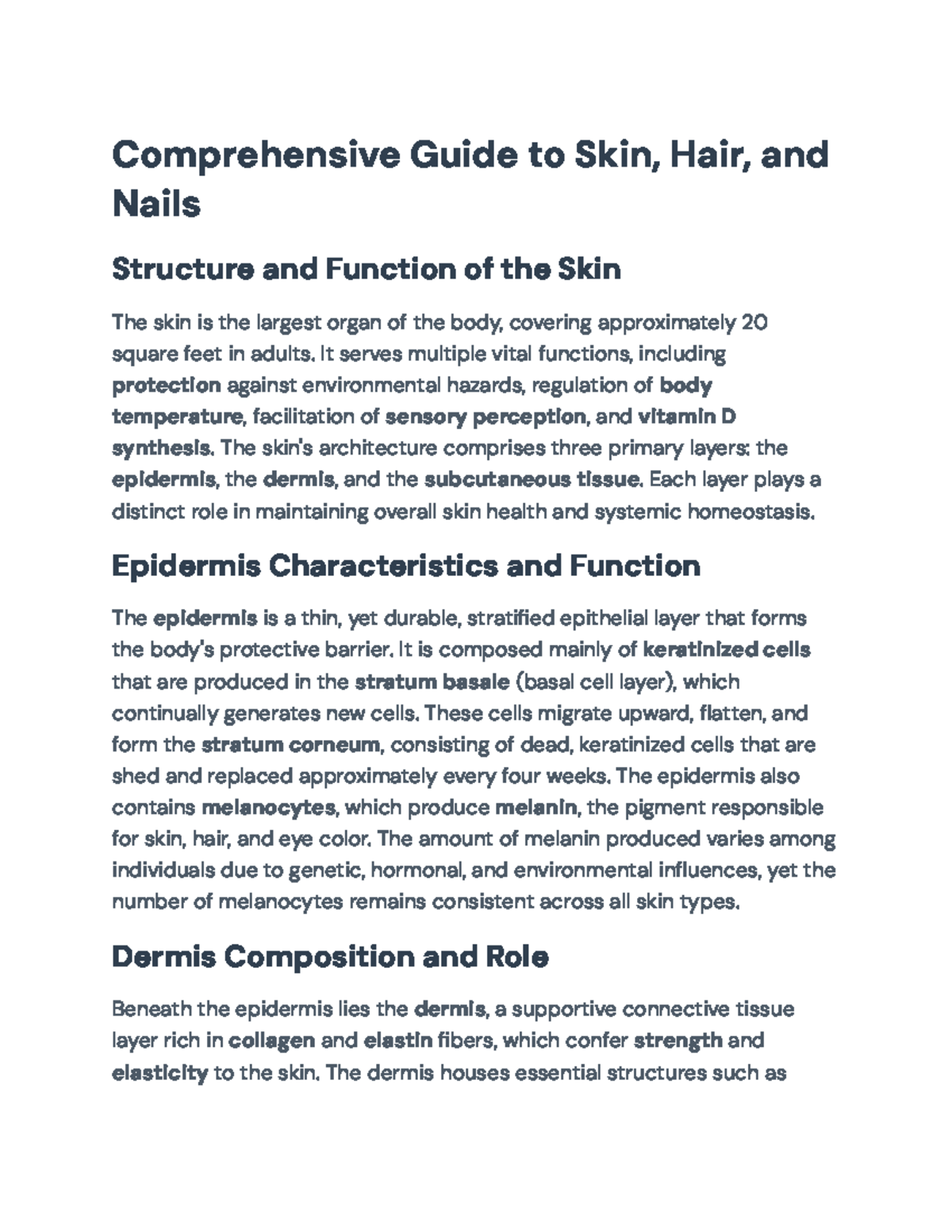 Comprehensive Guide to Skin, Hair, and Nails: Structure & Disorders ...