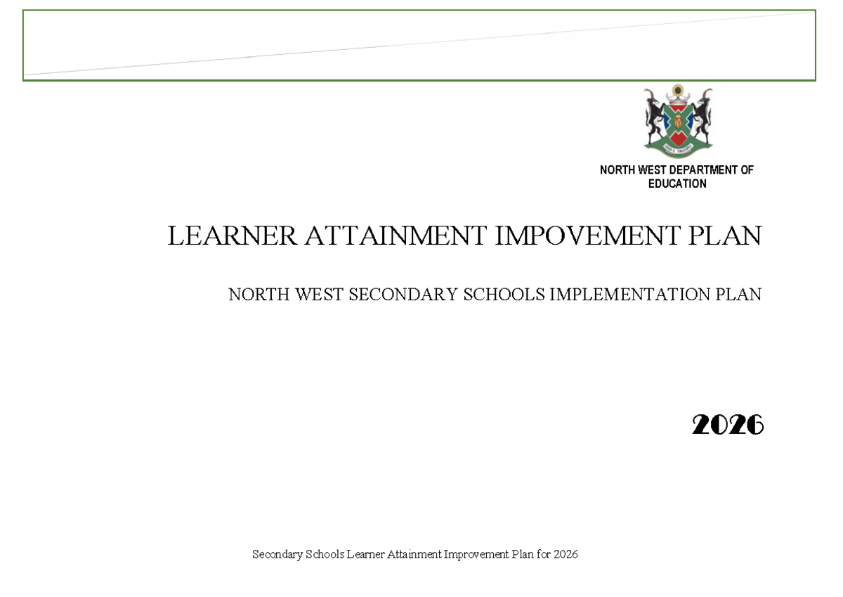 2026 Secondary Schools Learner Attainment Improvement Plan (LAIP) - Studocu