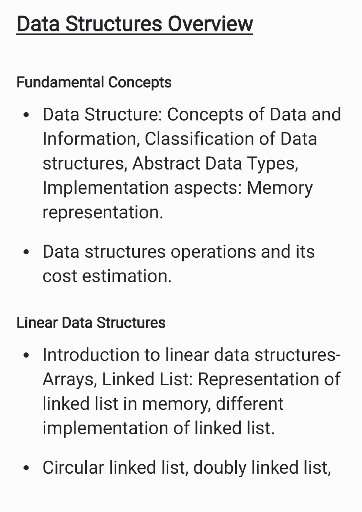 Data Structures Overview: Key Concepts and Applications (CS101) - Studocu