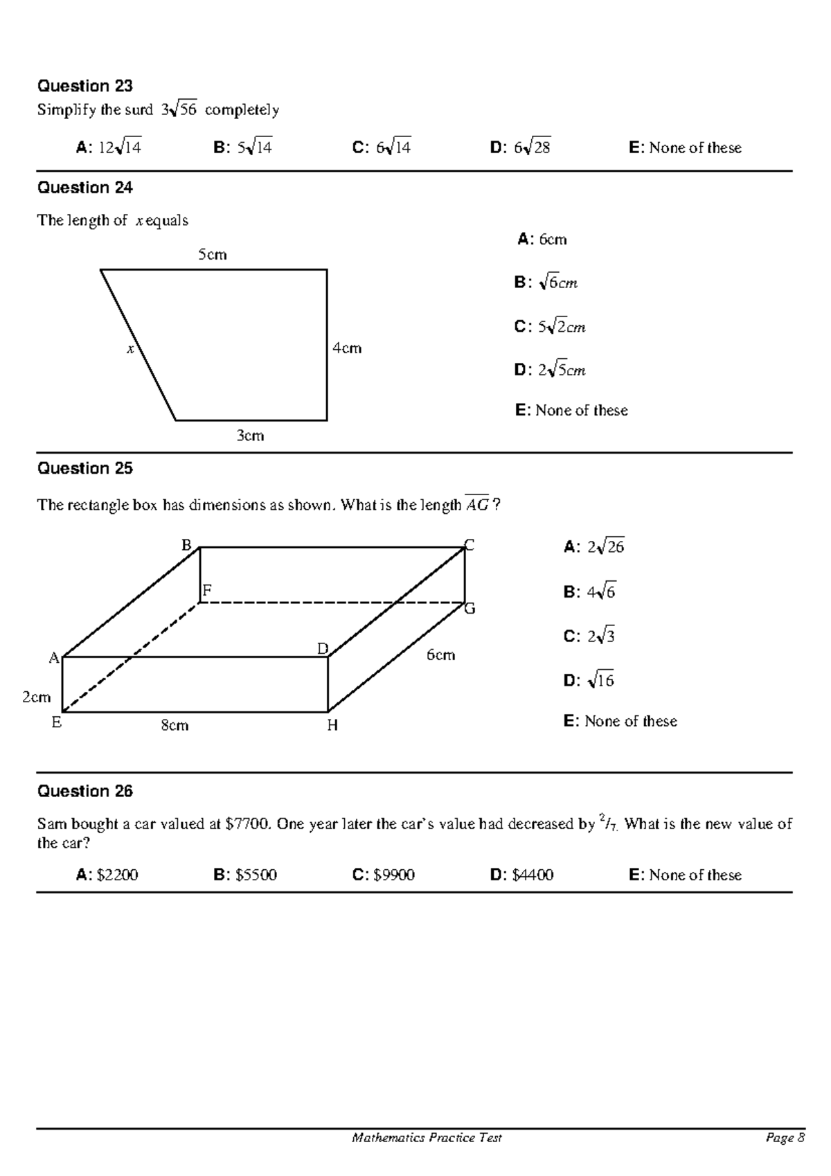 Mathspractice 8-8 - math - Mathematics Practice Test Page 8 5cm 4cm 3cm ...