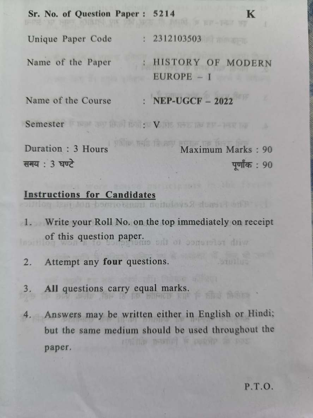 HHY 5214: History of Modern Europe I - Question Paper 2022 Sem 1 - Studocu