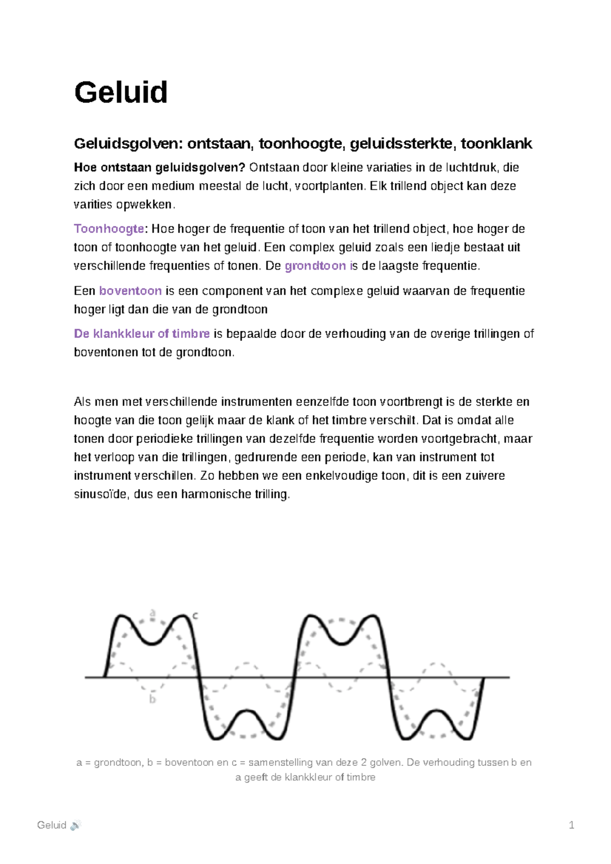 FYSICA 101 - Toelatingsexamen Geluidsgolven en Geluidssterkte Notities ...