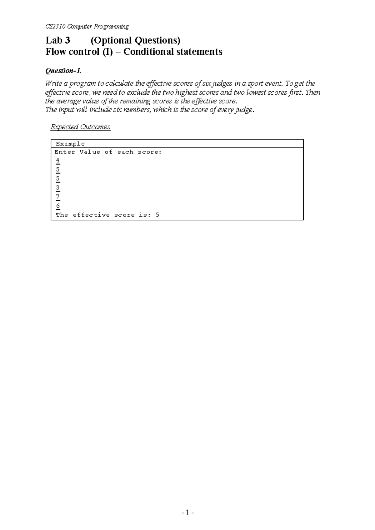 Lab03-Optional - Lab0301_przactice - CS2310 Computer Programming - 1 ...