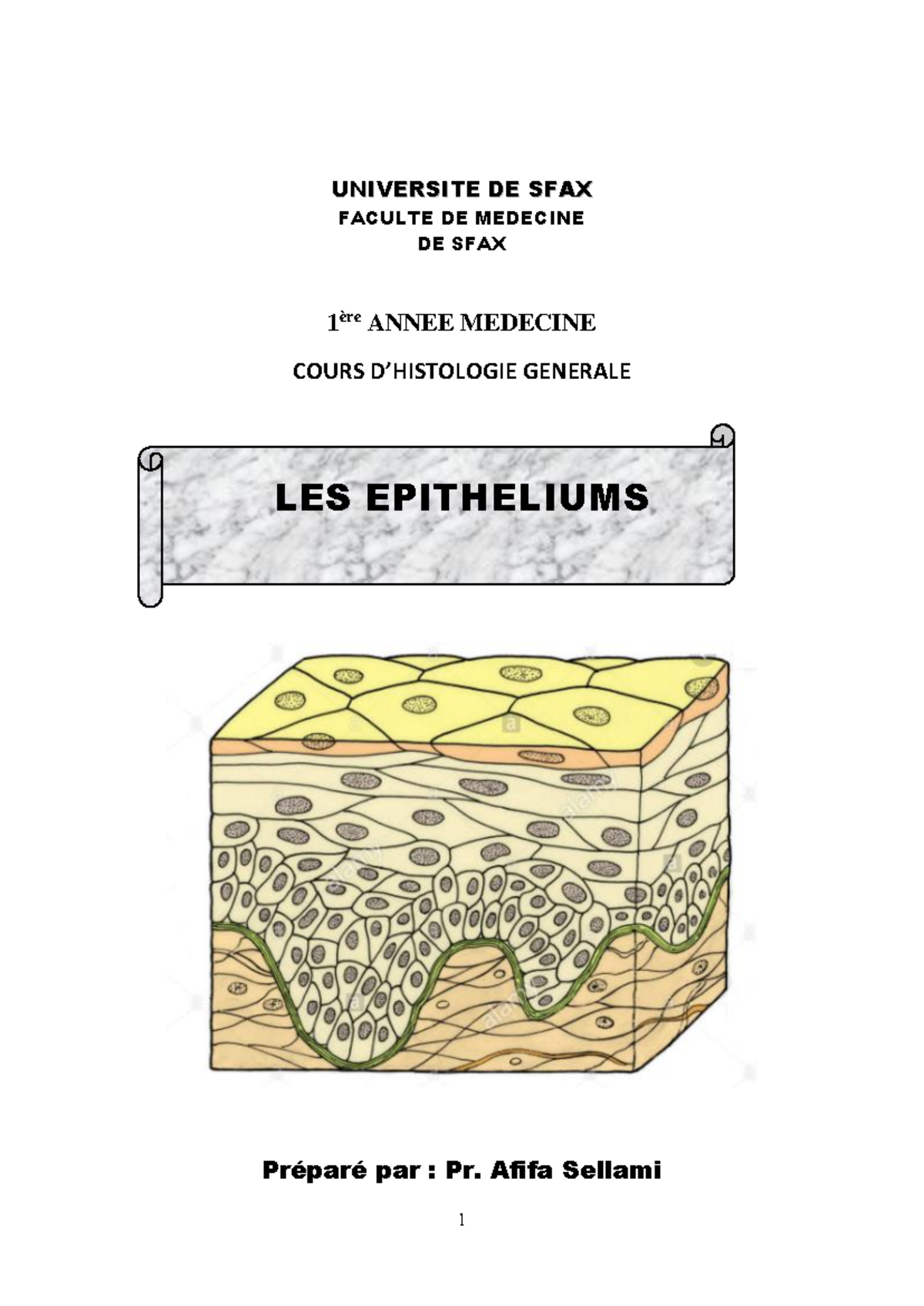 LES Epitheliums polycop 2021 - UUNNIIVVEERRSSIITTEE DDEE SSFFAAXX ...