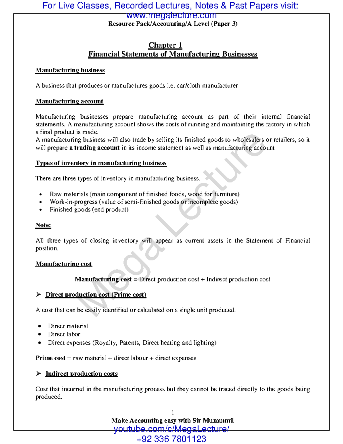 A Level Accounting Notes: Resource Level (Paper 3) - Financial ...