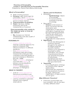 Theories of personality- prelims - 1. SIGMUND FREUD Classical ...