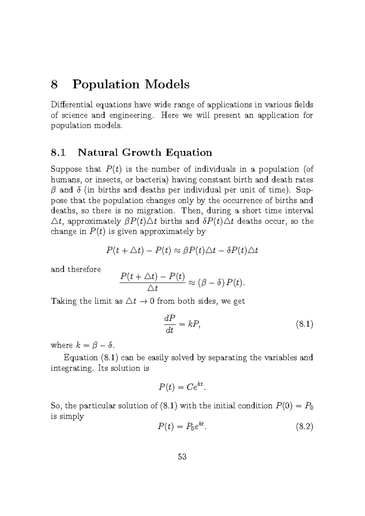Lecture notes 8 - ...................... - 8 Population Models ...