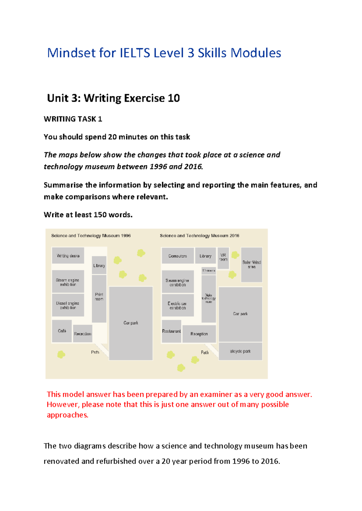 Unit 3 - Writing Task 1 Model Answer for IELTS Level 3 - Studocu
