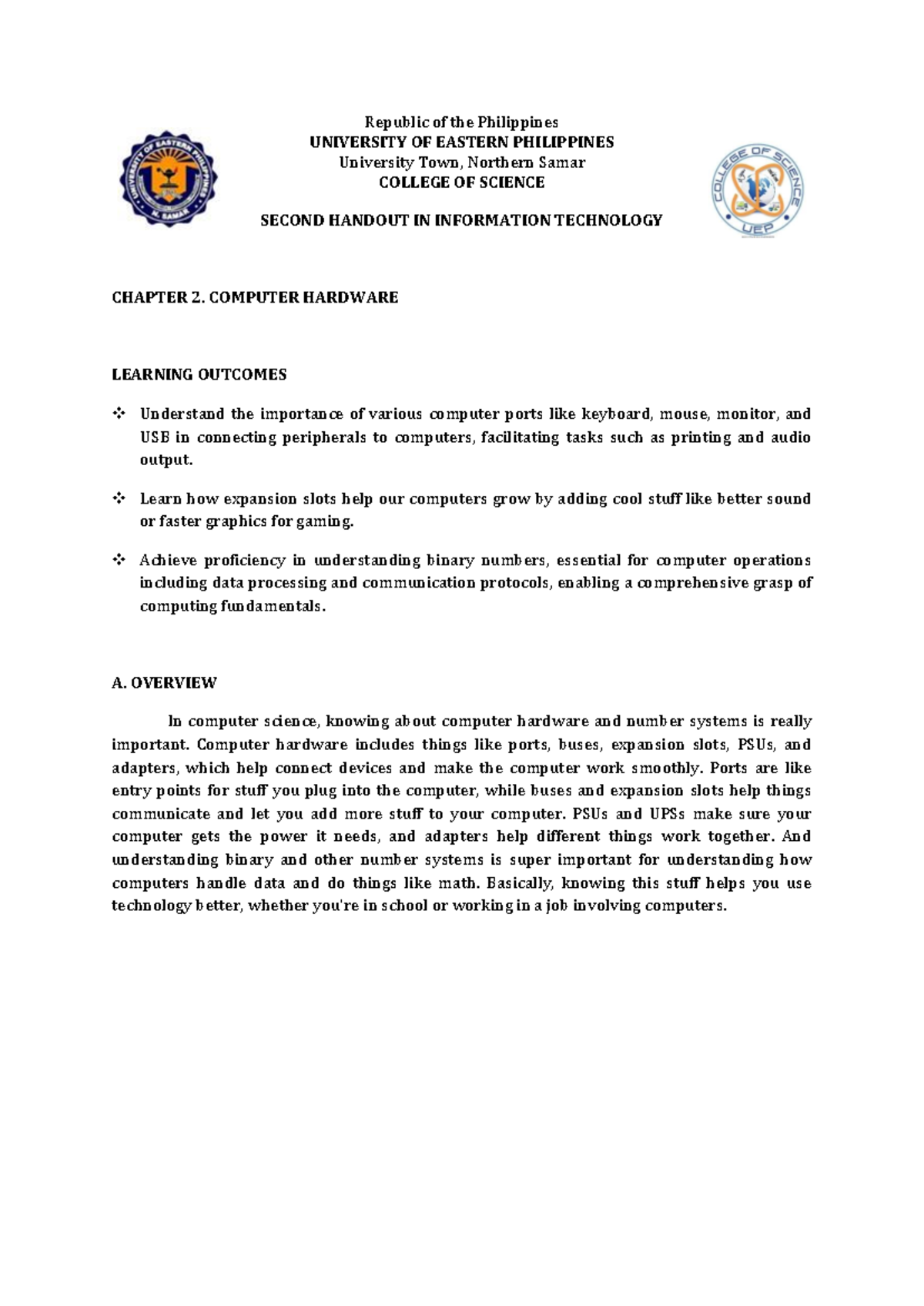 Chapter 2: Computer Hardware - Understanding Ports and Binary Systems ...