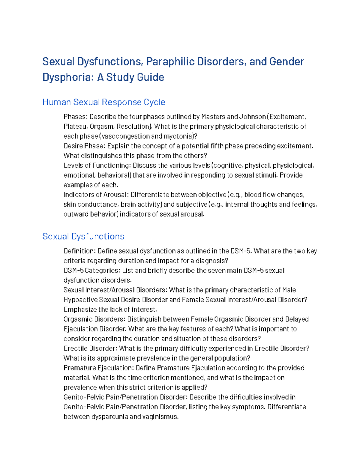 Sexual Dysfunctions, Paraphilic Disorders & Gender Dysphoria Study ...
