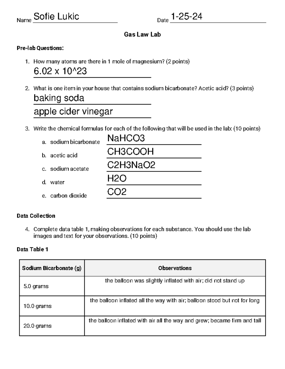 Gas Law Lab v2 - Experiment Results and Analysis - Studocu
