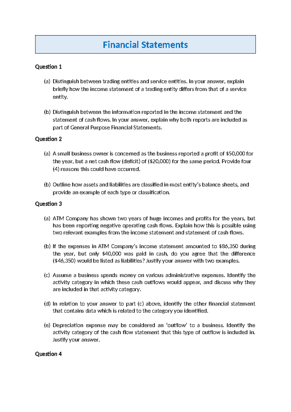 Topics 2, 3, 4 - Financial Statements Analysis and Distinctions - Studocu