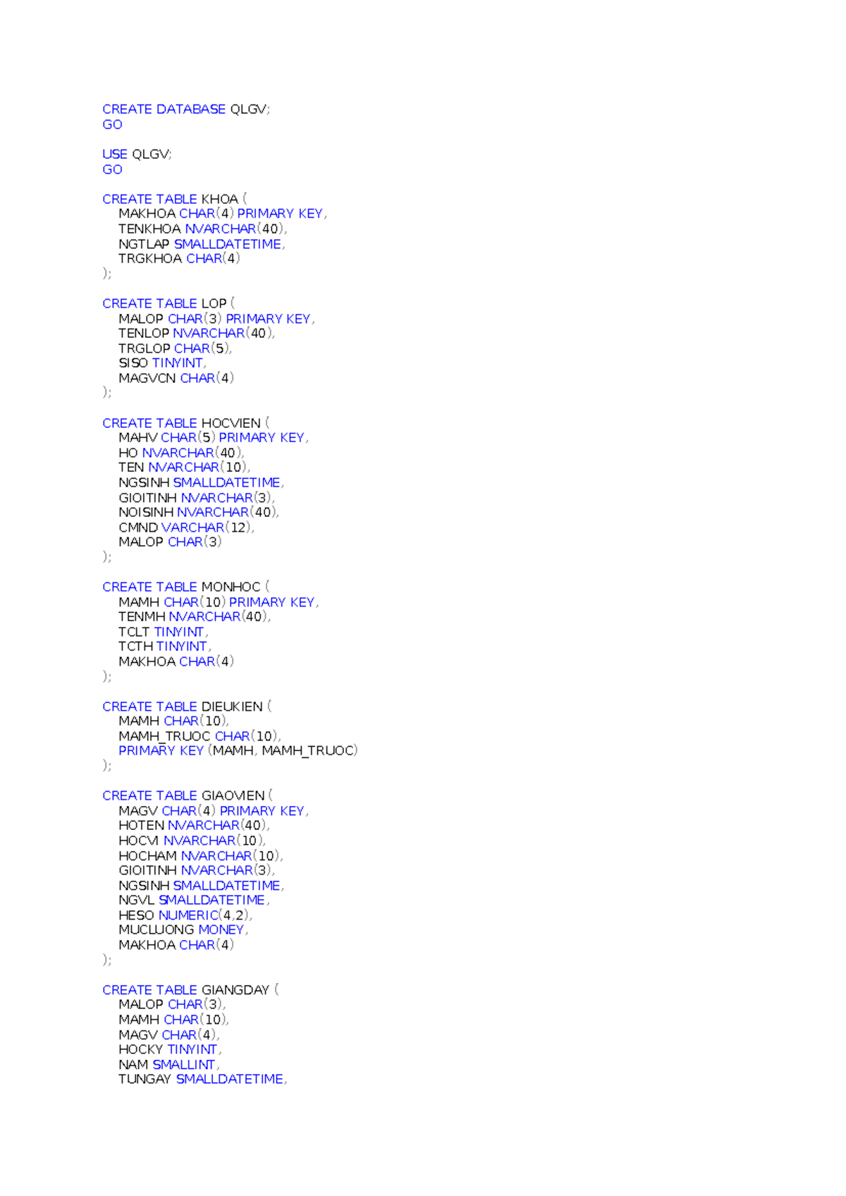 Database Creation and Table Structure - DÂD - Studocu