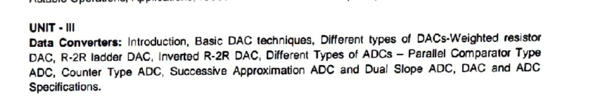 UNIT 3: Data Converters - DAC & ADC Techniques and Specifications - Studocu