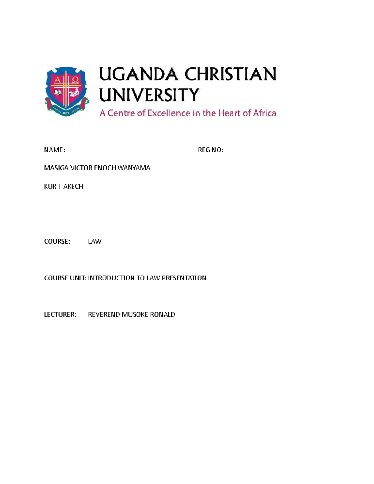 Rules OF Statutory - NAME: REG NO: MASIGA VICTOR ENOCH WANYAMA KUR T ...
