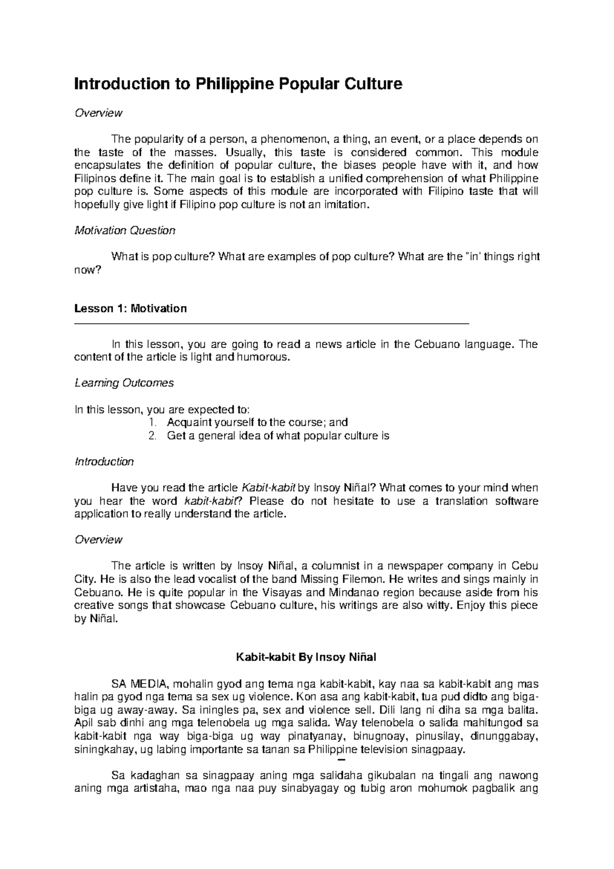 Philippine Pop Culture -1-1-3 - Introduction to Philippine Popular ...
