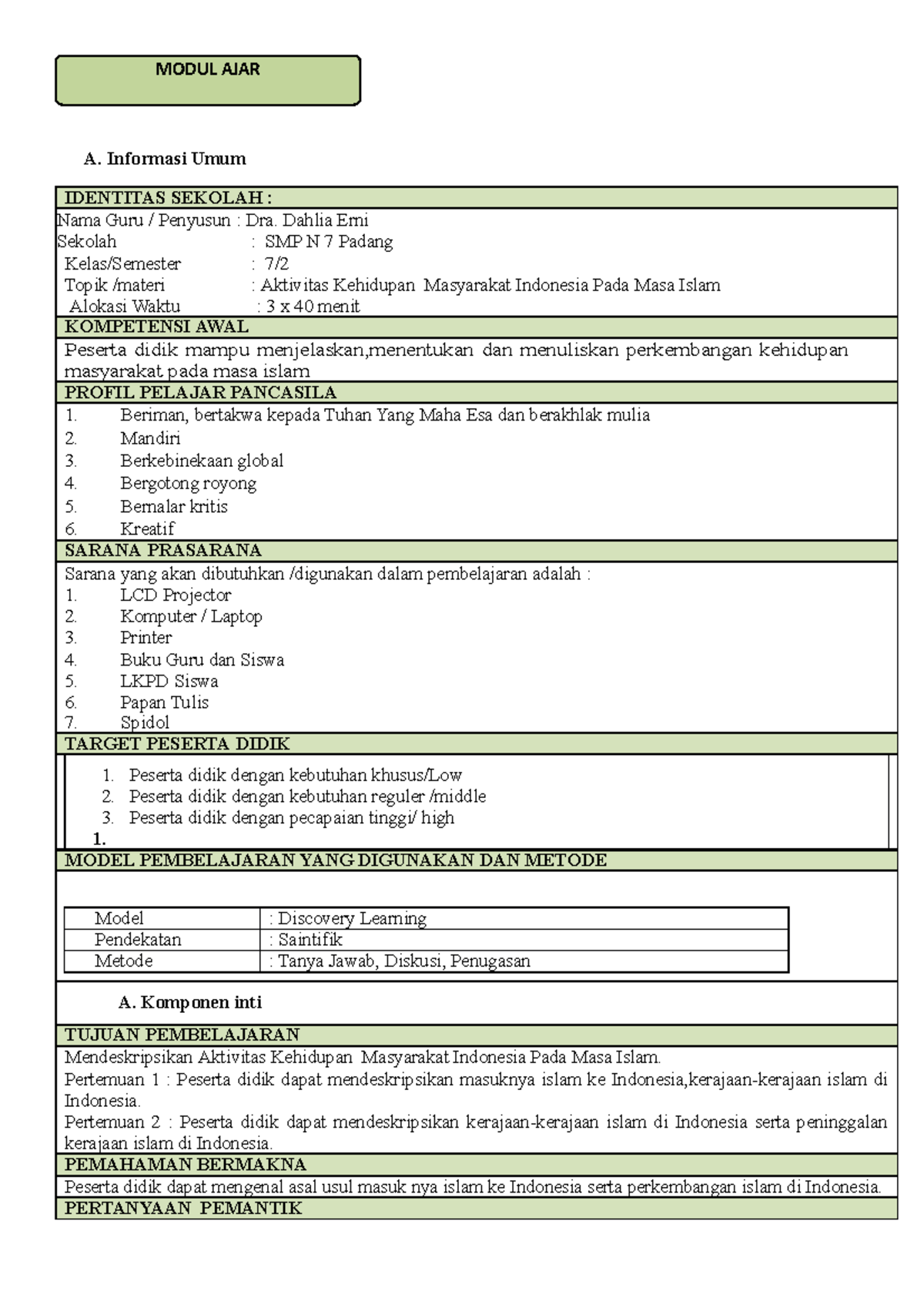 Modul Ajar LKPD IPS Kelas 7: Kehidupan Masyarakat pada Masa Islam - Studocu