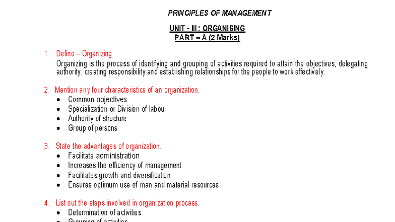 POM GE3791: Principles of Management - Organizing Unit Overview - Studocu