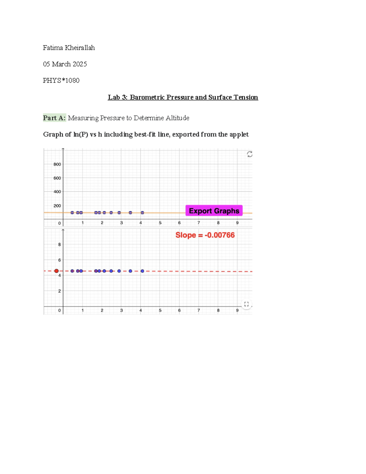 PHYS Lab 3: Barometric Pressure & Surface Tension Analysis - Studocu