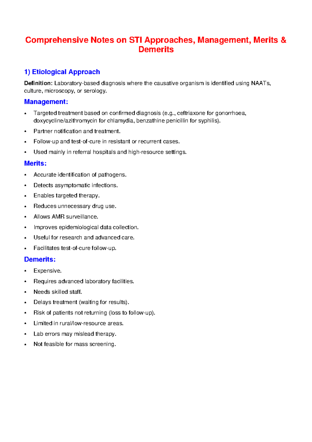 STI Approaches and Management: Comprehensive Notes and Insights - Studocu