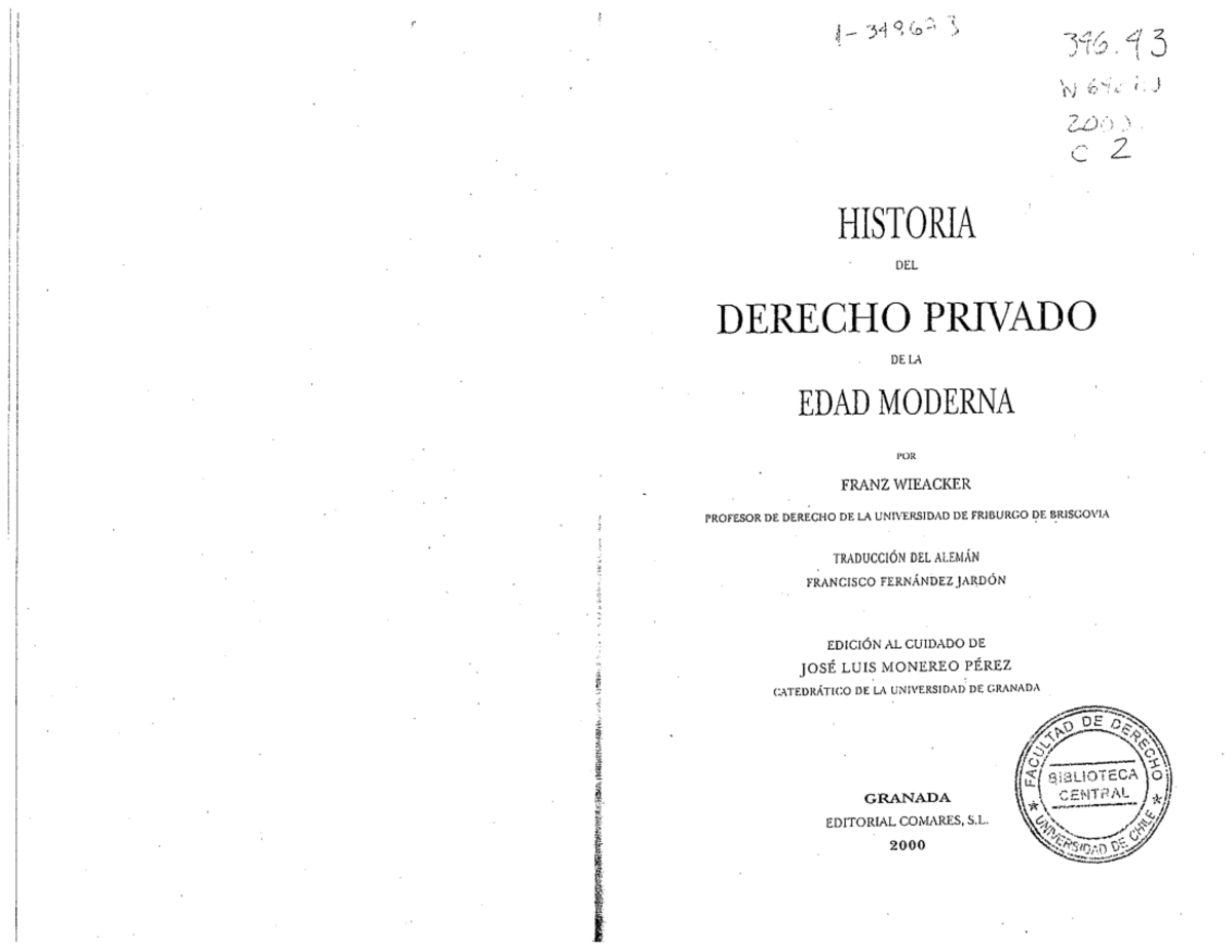 346 43 C 2 Historia del Derecho Privado Moderno: Análisis Crítico - Studocu