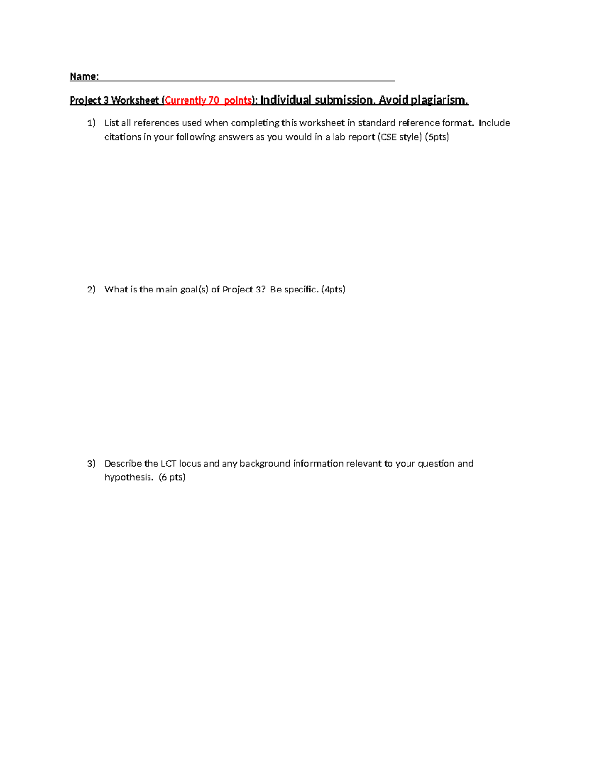 Project 3 Writing Assignment: Worksheet & Guidelines - Fall 24 - Studocu