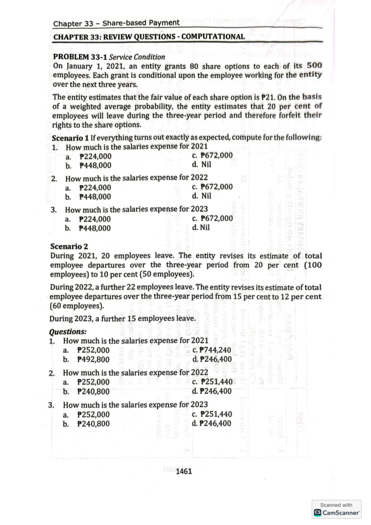Shared-Based Payments - Chapter 33 Payment CHAPTER 33: REVIEW QUESTIONS COMPUTATIONAL PROBLEM ...