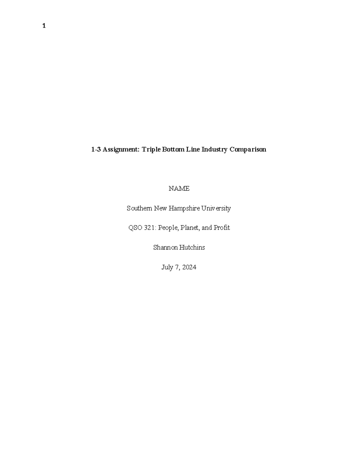QSO 321 1-3 Assignment - Triple Bottom Line Industry Comparison ...
